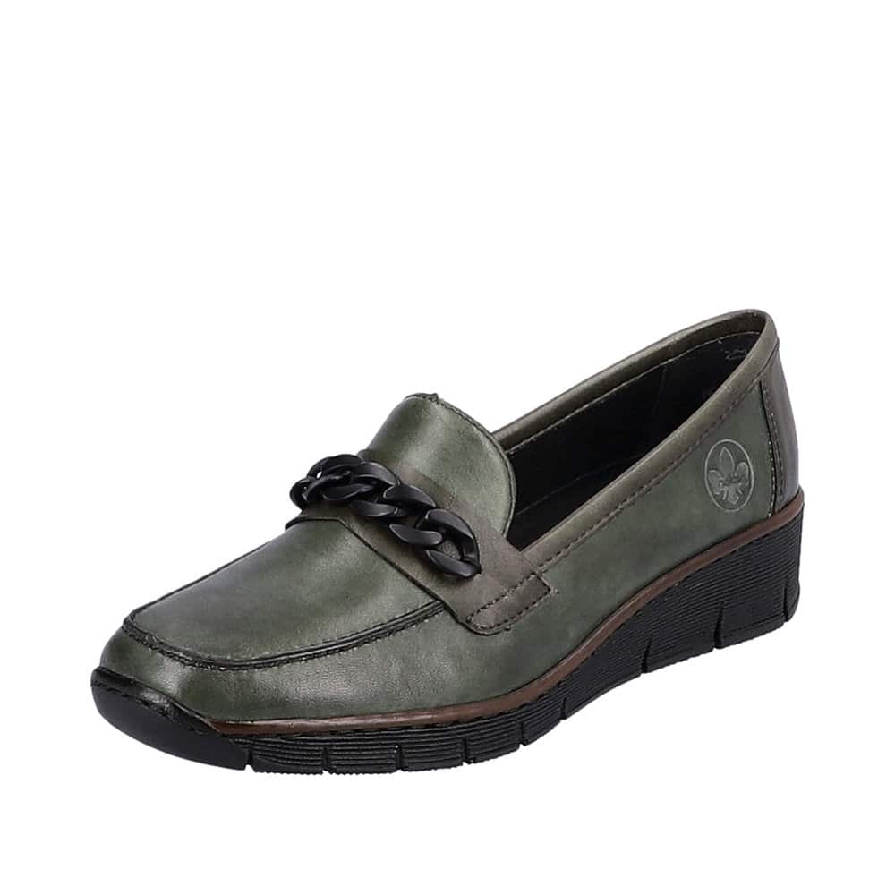 Rieker loafers dame | Kaki med kæde | Damkjær Sko