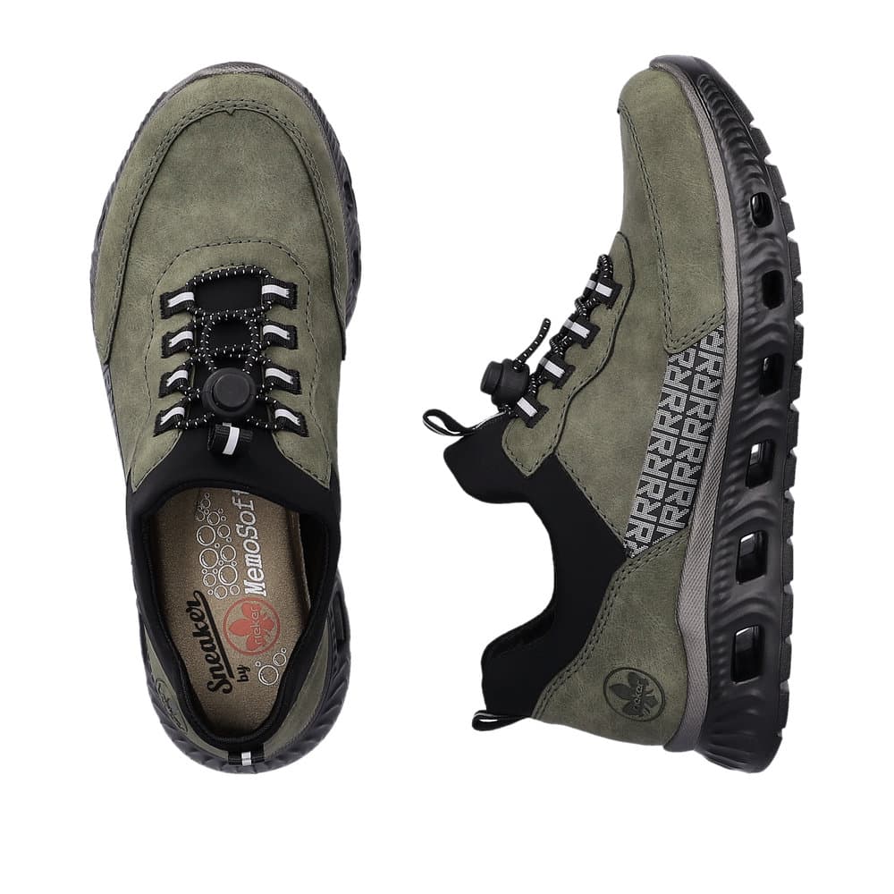 Rieker sko til dame i grøn | Med Memosoft sål | Damkjær Sko