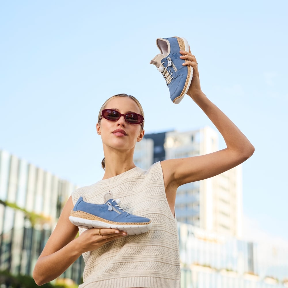Rieker sneakers til dame i blå | Memosoft sål | Damkjær Sko
