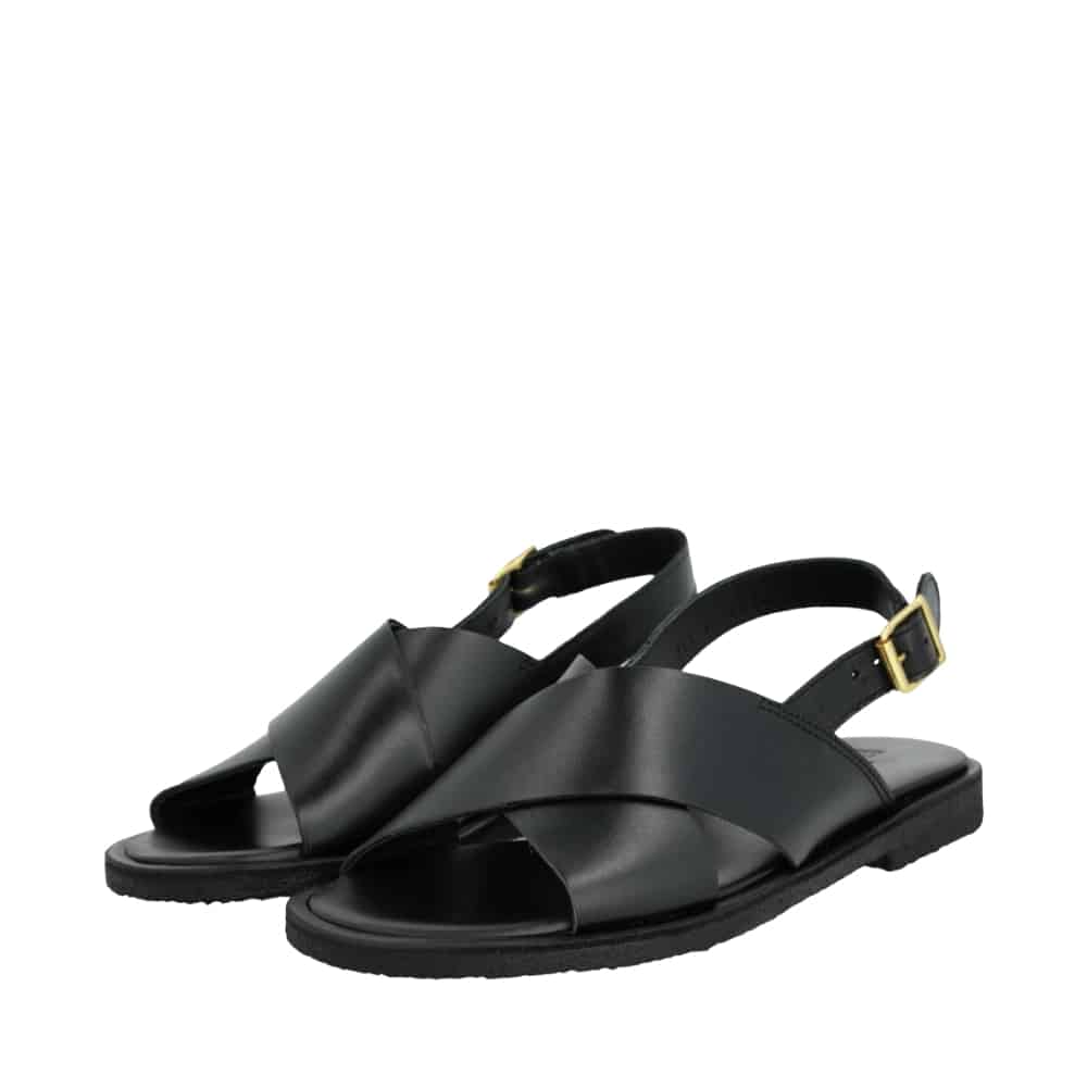 Angulus sandal til dame i sort | Skind + rågummi | Damkjær Sko
